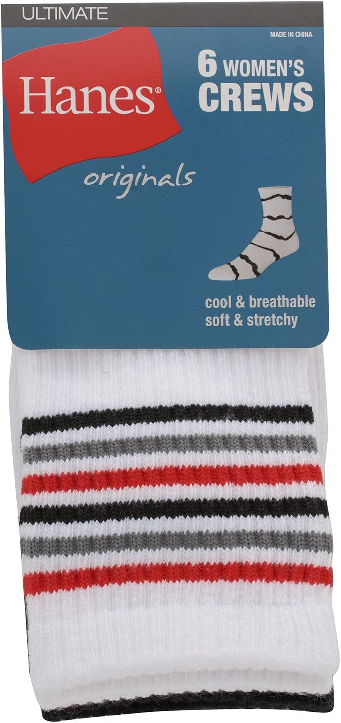#6-H-1439 Women's 'Hanes' Crew Socks - $2.40 Per 6 Pair Pack (18 Packs ...